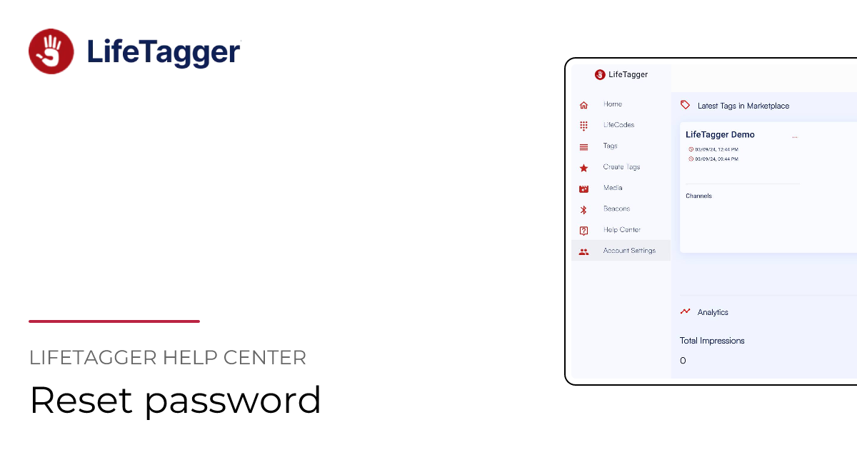 Reset password | LifeTagger Help Center