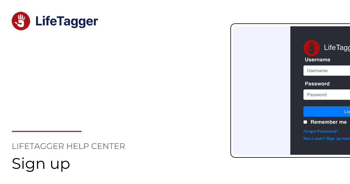 Sign up | LifeTagger Help Center