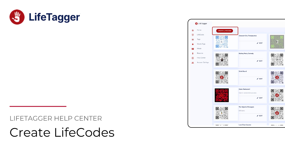 Create LifeCodes | LifeTagger Help Center